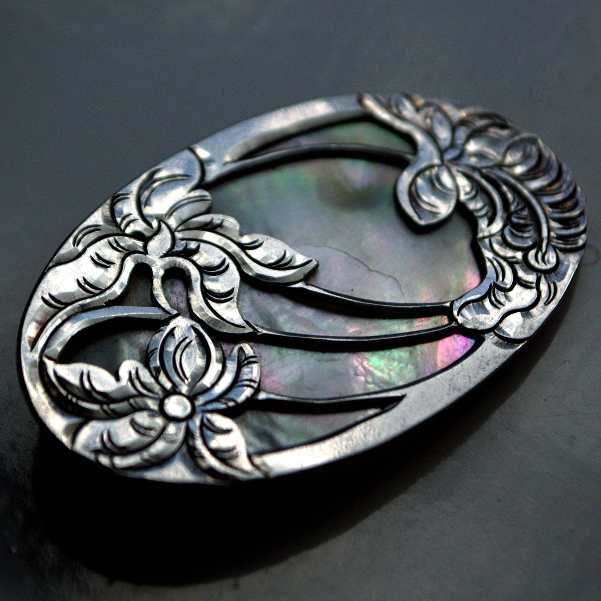 Vintage Mother of Pearl Art Nouveau silver brooch – Iceni Silvercraft